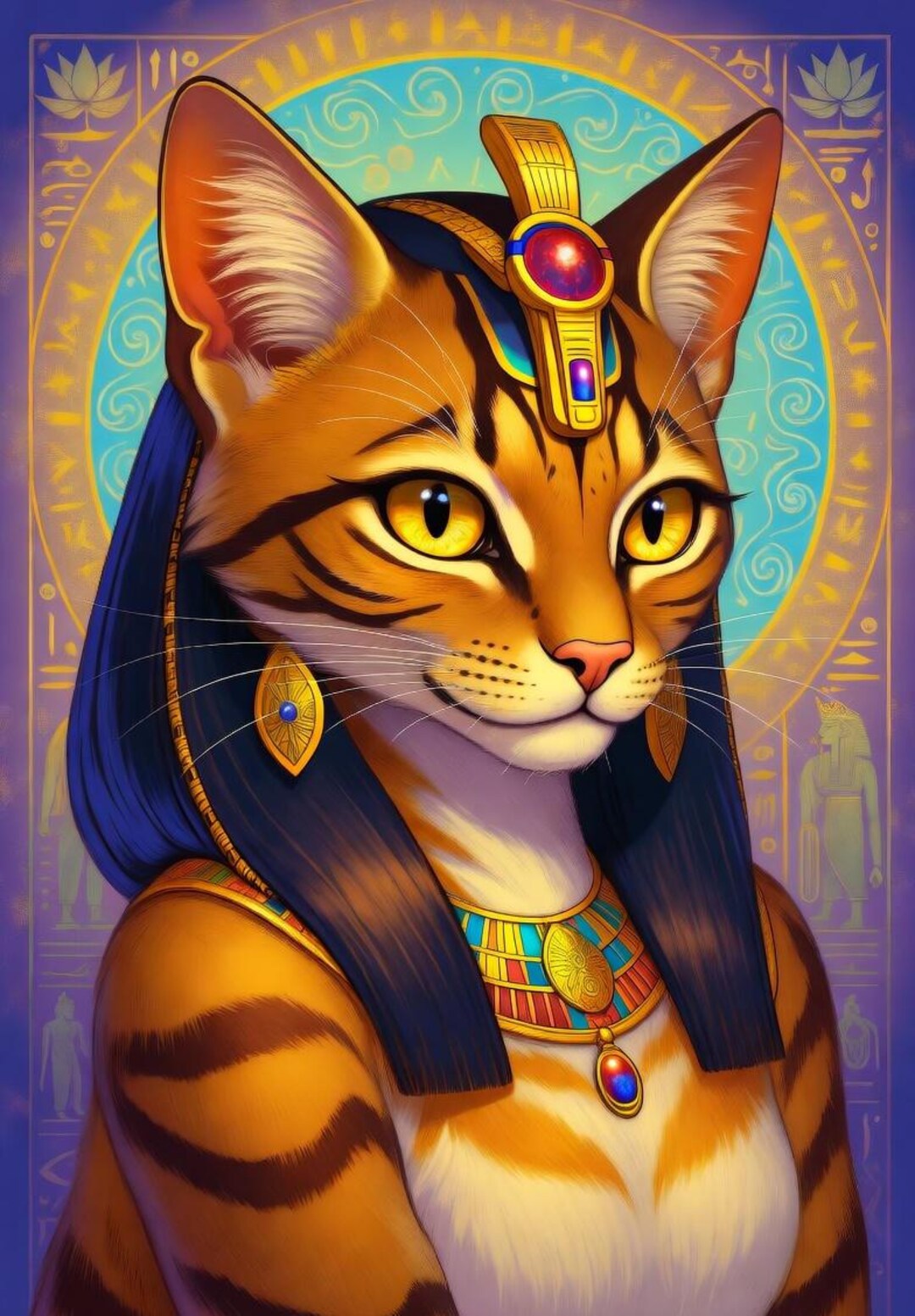 Anubis Cat Portrait – Gothic Egyptian God Digital Art (digital Download ...