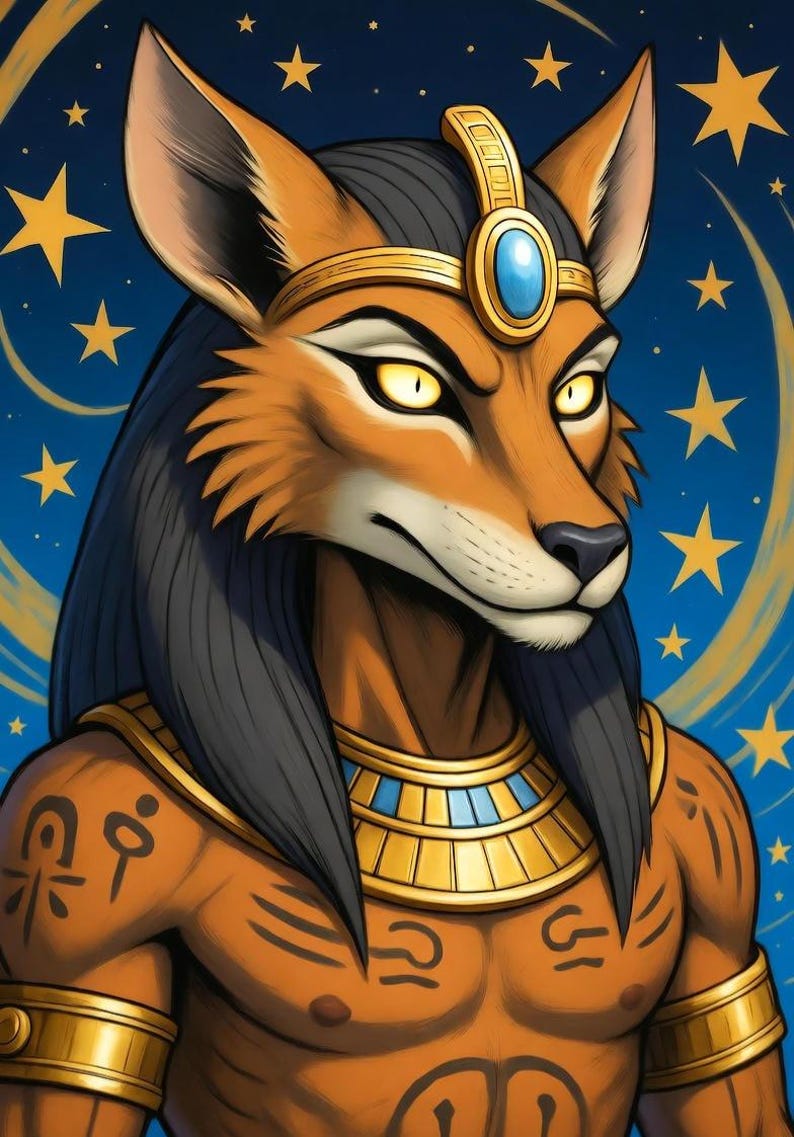 Anubis Cat Portrait – Gothic Egyptian God Digital Art (digital Download ...