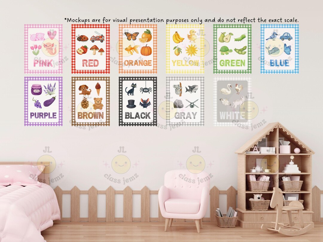 Gingham Colors Posters, Preschool, Homeschool, Classroom Decorations ...