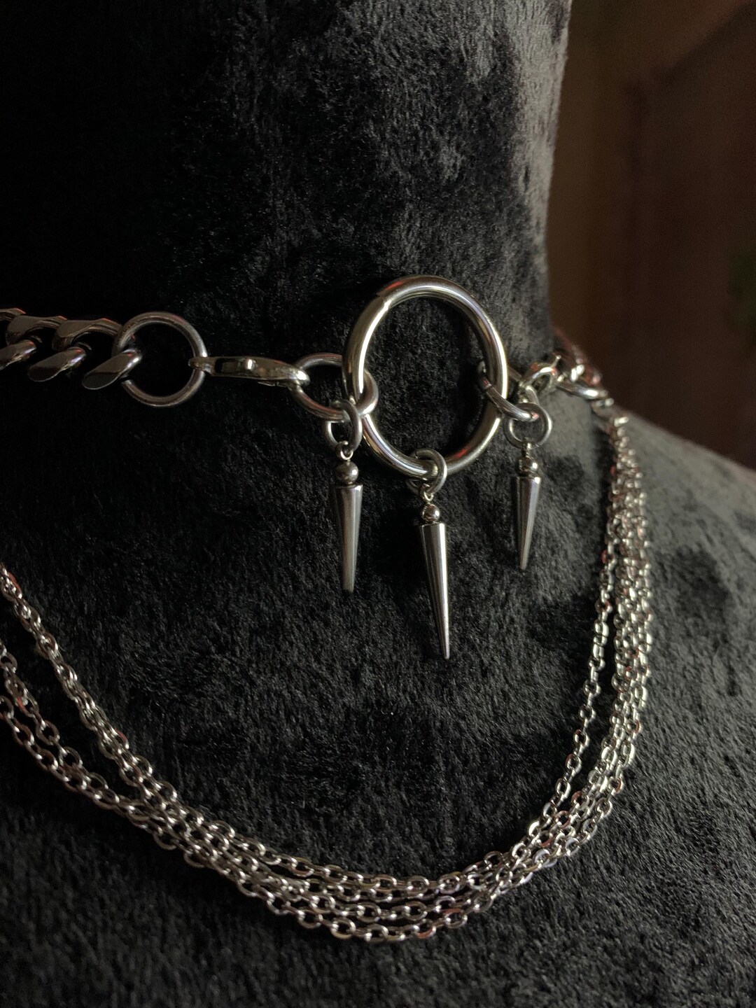 Stainless Steel Choker W Caged Glass Beads (pink) - Etsy