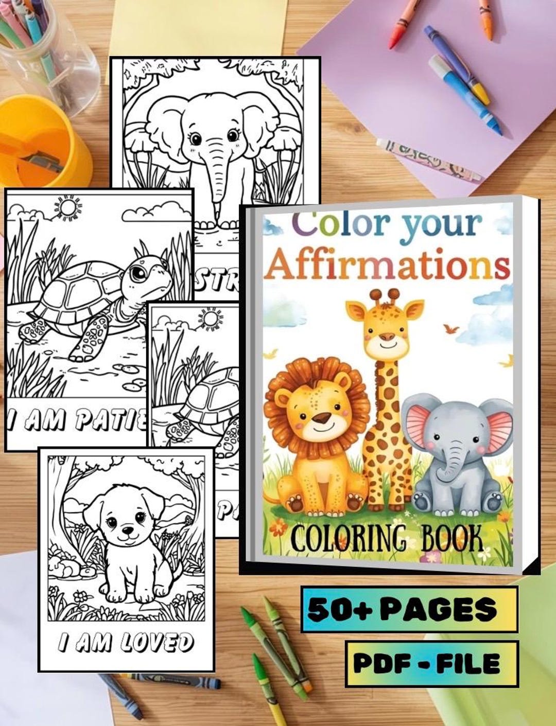 Kids Animal Affirmations Coloring Book: Confidence Quotes (PDF) - Etsy