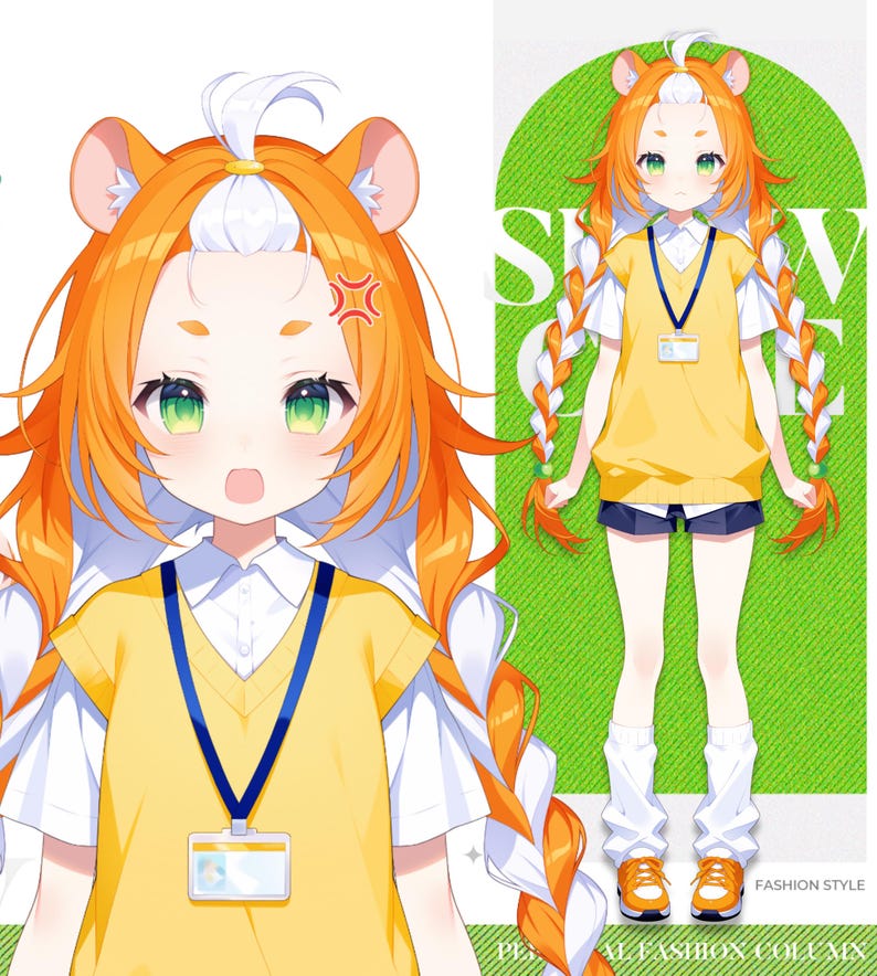 Pre-made Live2d Vtuber Avatar｜cute Orange Hair Hamster Girl Vtuber ...