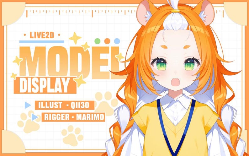 Pre-made Live2d Vtuber Avatar｜cute Orange Hair Hamster Girl Vtuber ...