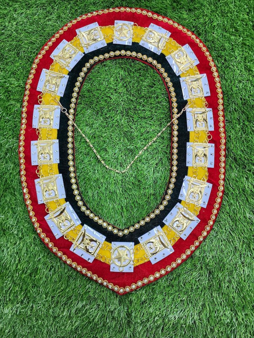 Handmade Masonic Shriner Chain Collar | Tri-color Velvet With ...