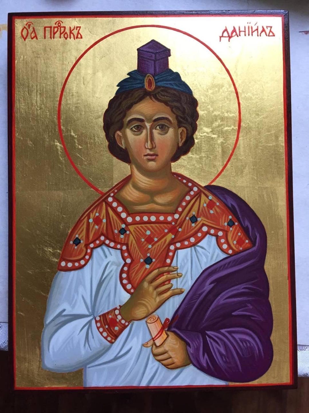 Prophet Daniel Orthodox Icon, Hand-painted Wooden Prayer Art, Gold Leaf ...