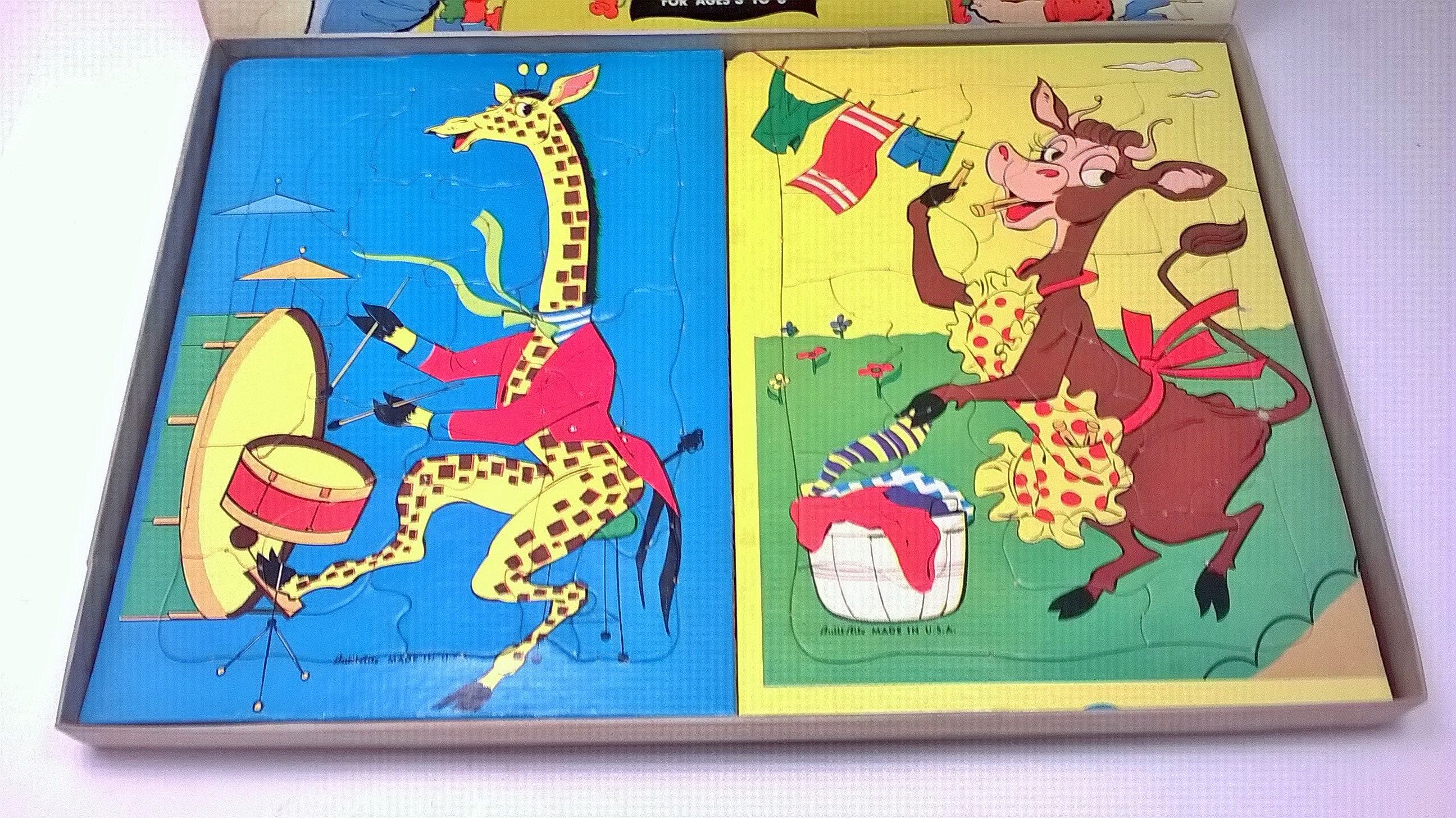 BUILT RITE Toy Puzzle Time A Gang of Inlaid Puzzles Vintage 1930s ...