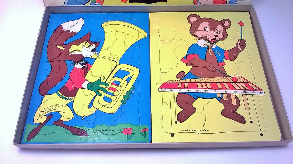 BUILT RITE Toy Puzzle Time A Gang of Inlaid Puzzles Vintage 1930s ...