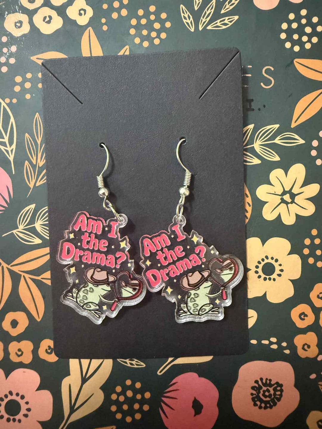 MEME Drop Earrings, "am I the Drama? Cowboy Toad." Funky, Flirty, Fun ...