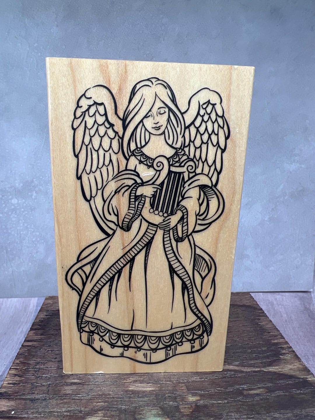 Angel With Harp Rubber Stamp Used View All Photos Recollections - Etsy