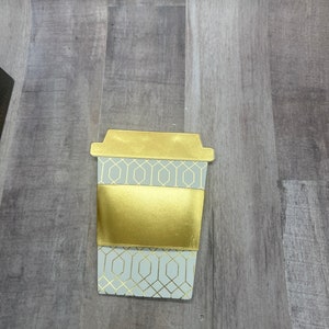 White With Gold Geometric Coffee Cup Gift Card Holder - Etsy
