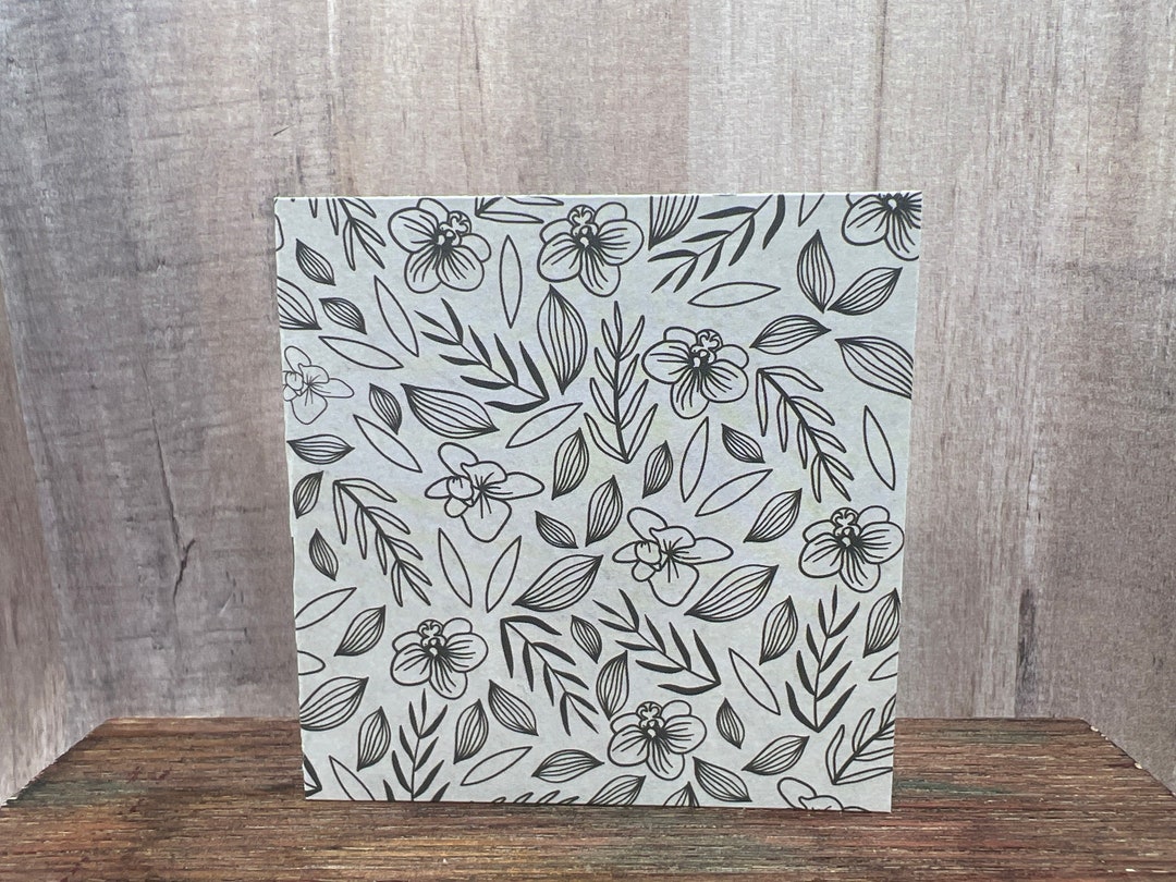 Monotone Floral 3 Square Cards Tags Set of 8 Blank Inside - Etsy