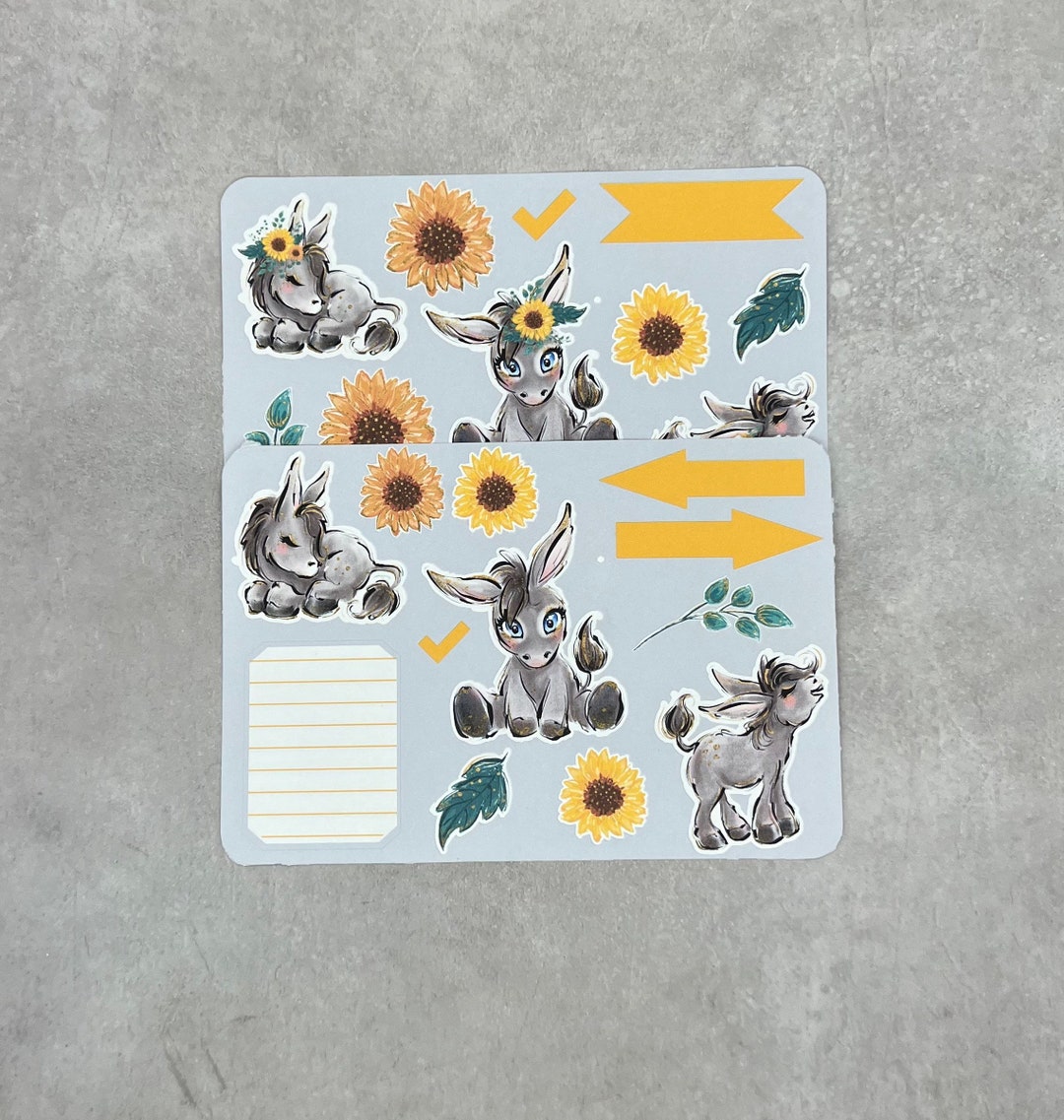 Sunflower Donkeys Kiss Cut Sticker Sheets Snail Mail Junk Journal Paper ...