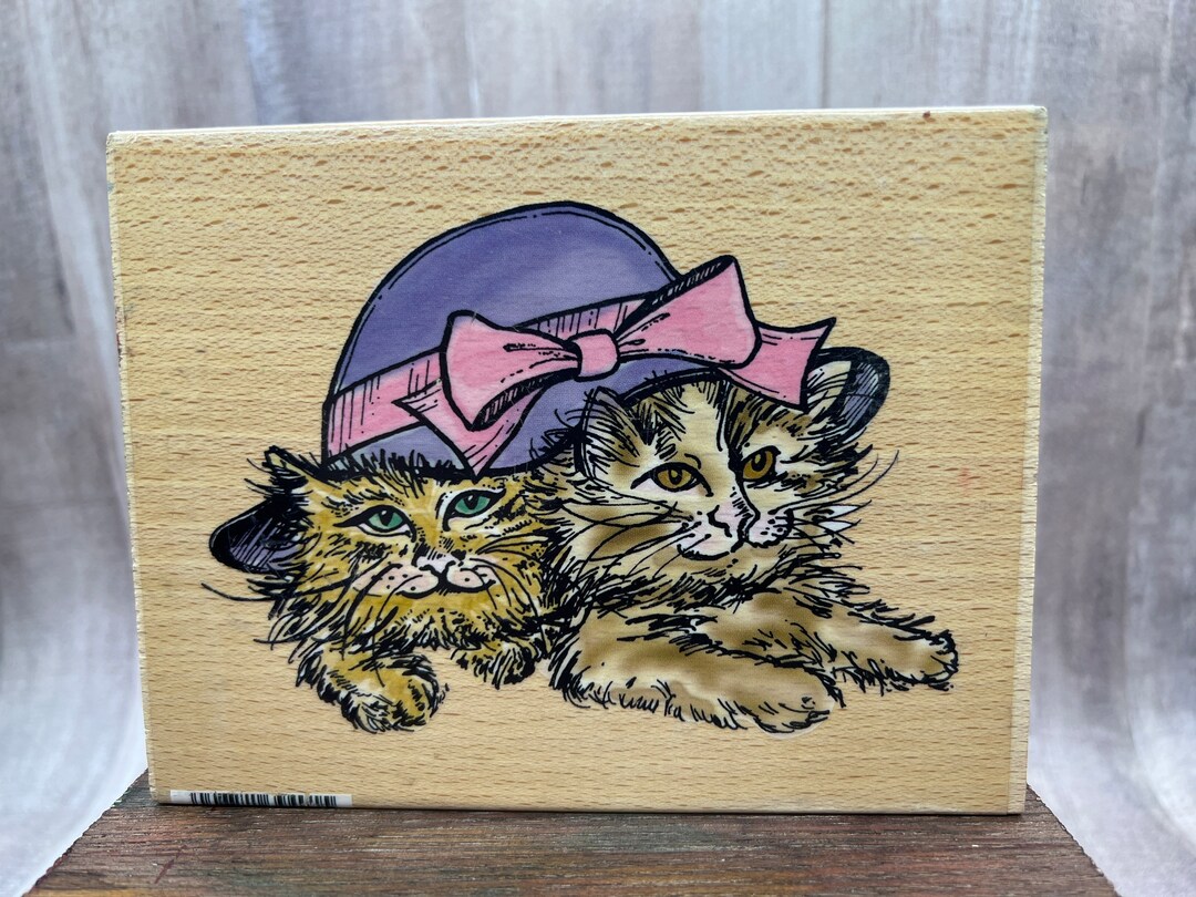 Cats Under Hat Used Rubber Stamp View All of the Photos Sugarloaf - Etsy