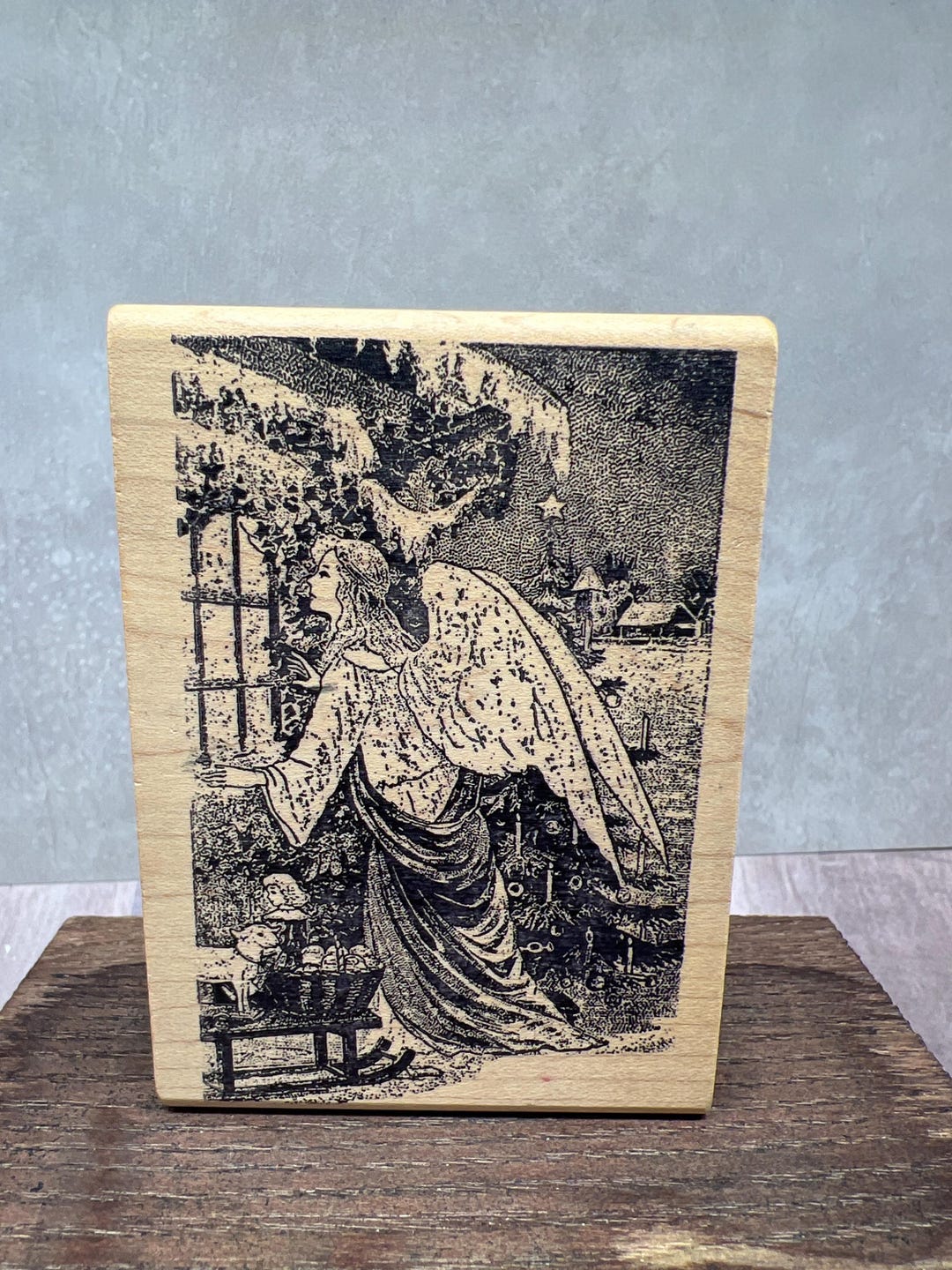 Christmas Angel Used Rubber Stamp Christmas Rubber Stamp Magenta - Etsy