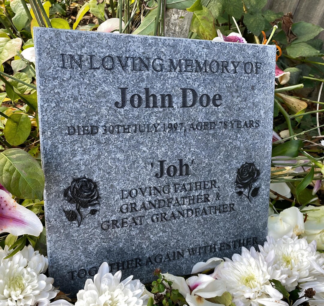 Personalized Blue Grey Granite Memorial Plaque: 20mm Thickness ...