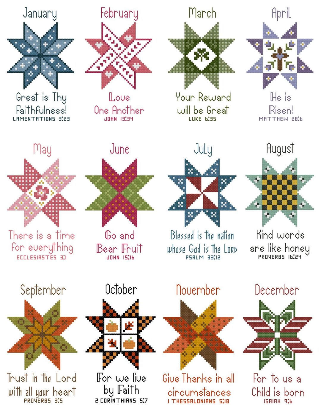 1-12 Star Quilt Block PDF Pattern - Etsy
