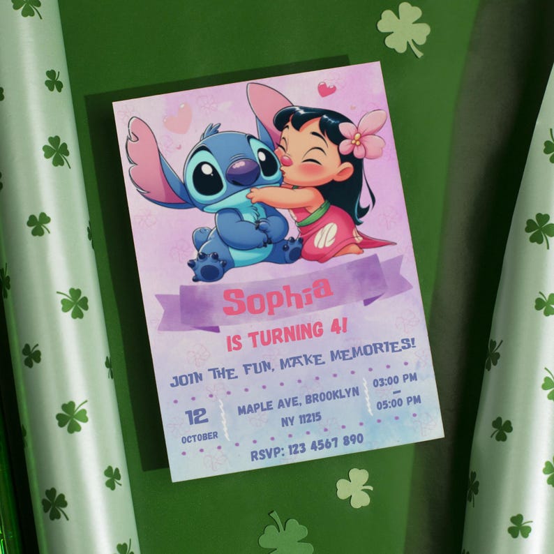 Editable Lilo and Stitch Birthday Invitation: Hawaiian Party (canva ...