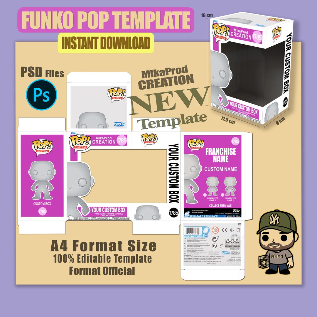Template A4 / Custom Funko Pop Box / Editable PSD Files / Official ...
