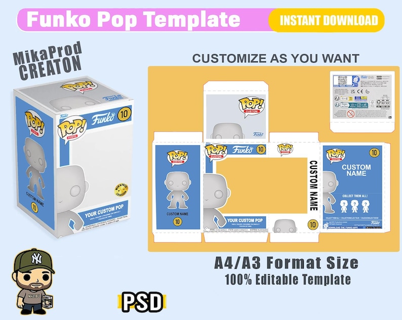 A3 Template / Funko Pop Box (editable PSD Files) / Official Format - Etsy