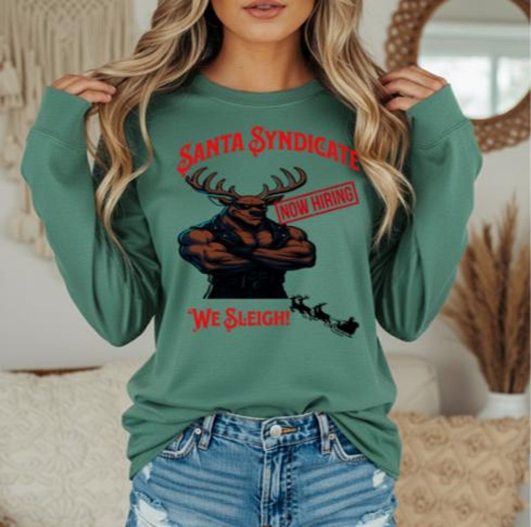 Santa Syndicate Now Hiring Reindeer Graphic Long Sleeve Shirt | We ...