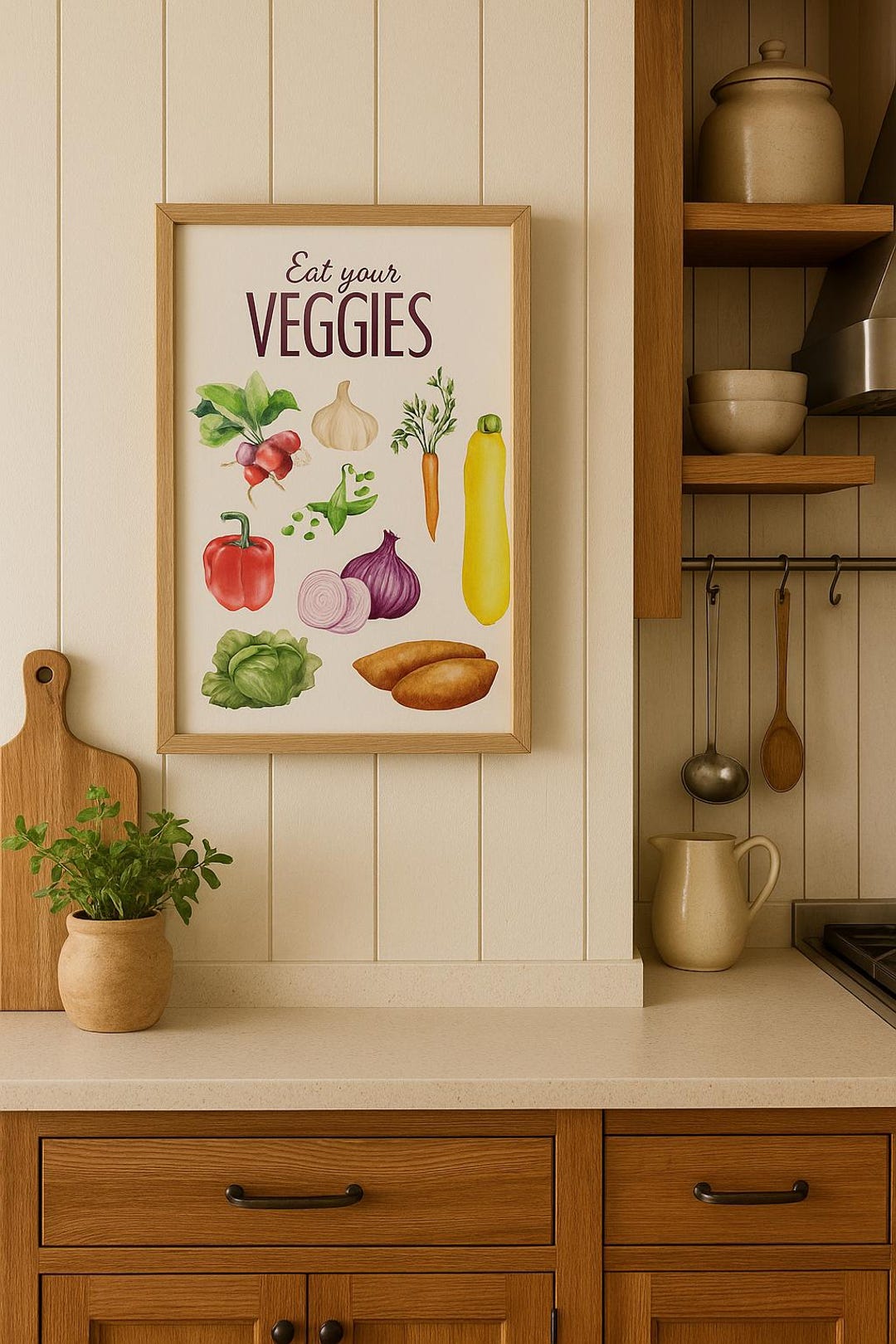 Eat Your Veggies Printable Watercolor Vegetable Wall Art | Farmhouse ...