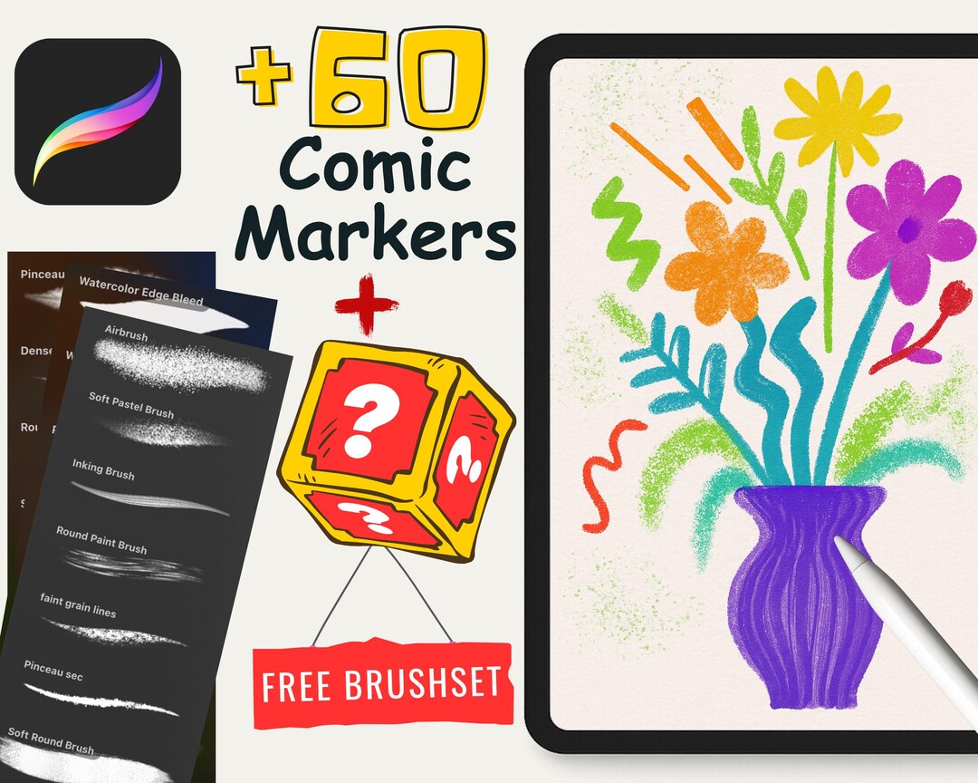 Procreate Texture Brush Set: Sketch Lines, Halftone Dots, Grids and ...