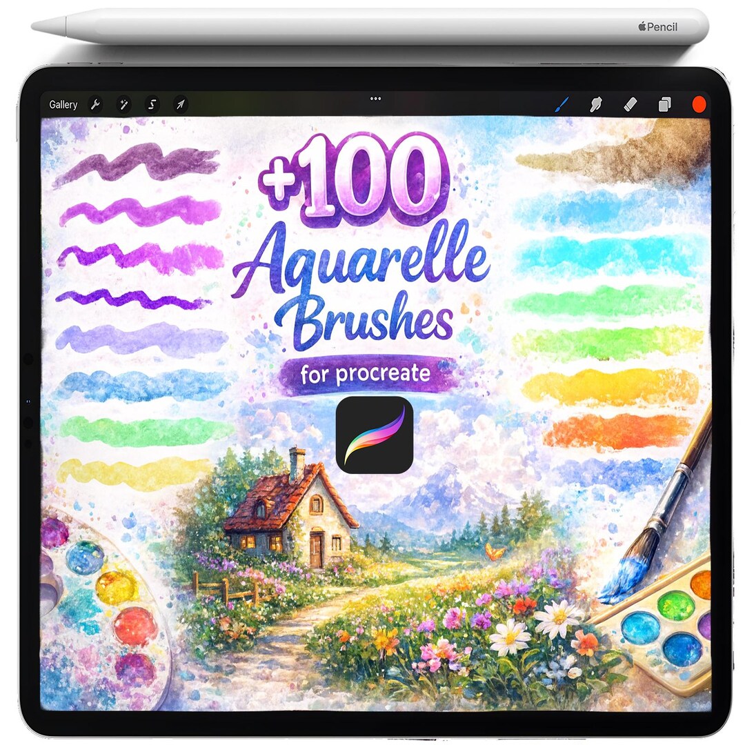 Procreate Watercolor Brushes, Realistic Watercolor Brush Set, Wet ...