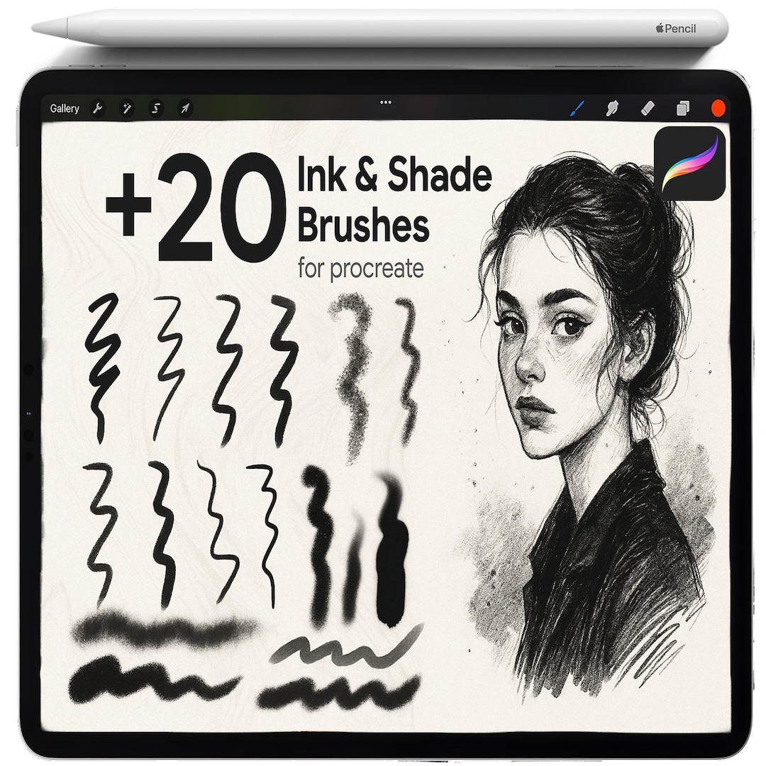 Procreate Charcoal and Graphite Sketching Brushes, Dry Pencil Brush ...