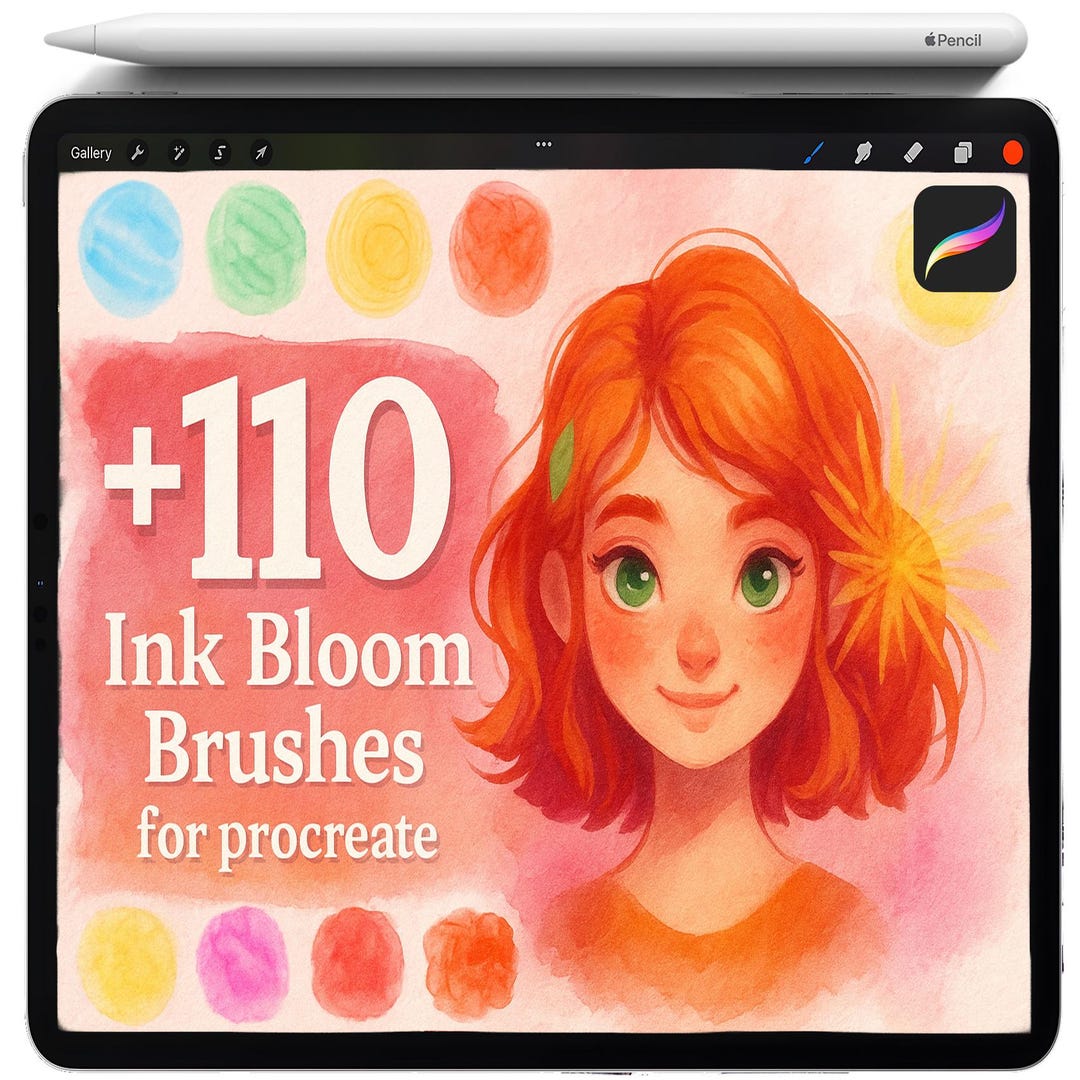 Procreate Brushes & Stamp Set: Ink Alcohol, Puddle Washes, Marble ...