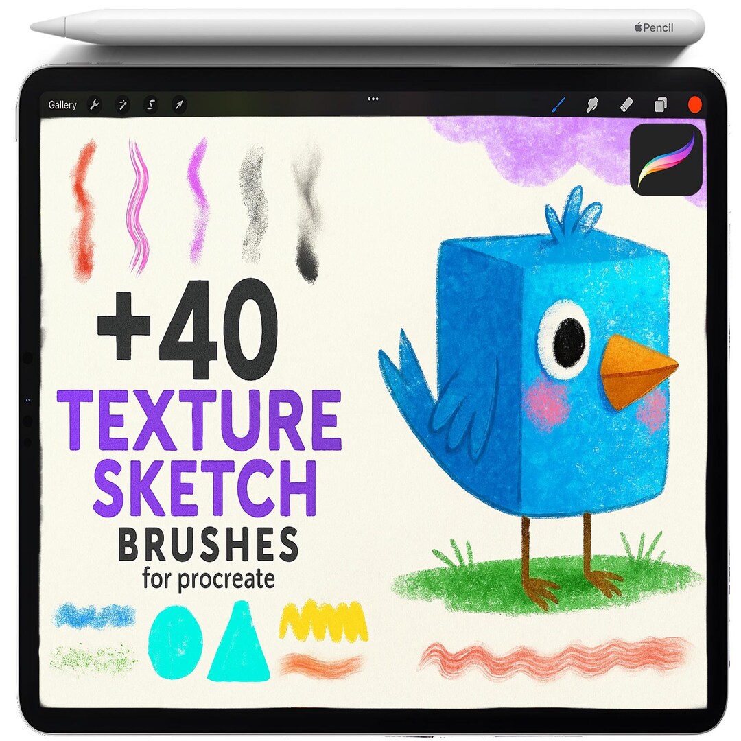 Procreate Sketch Brush Set, Procreate Chalk Textures, Procreate Oil ...