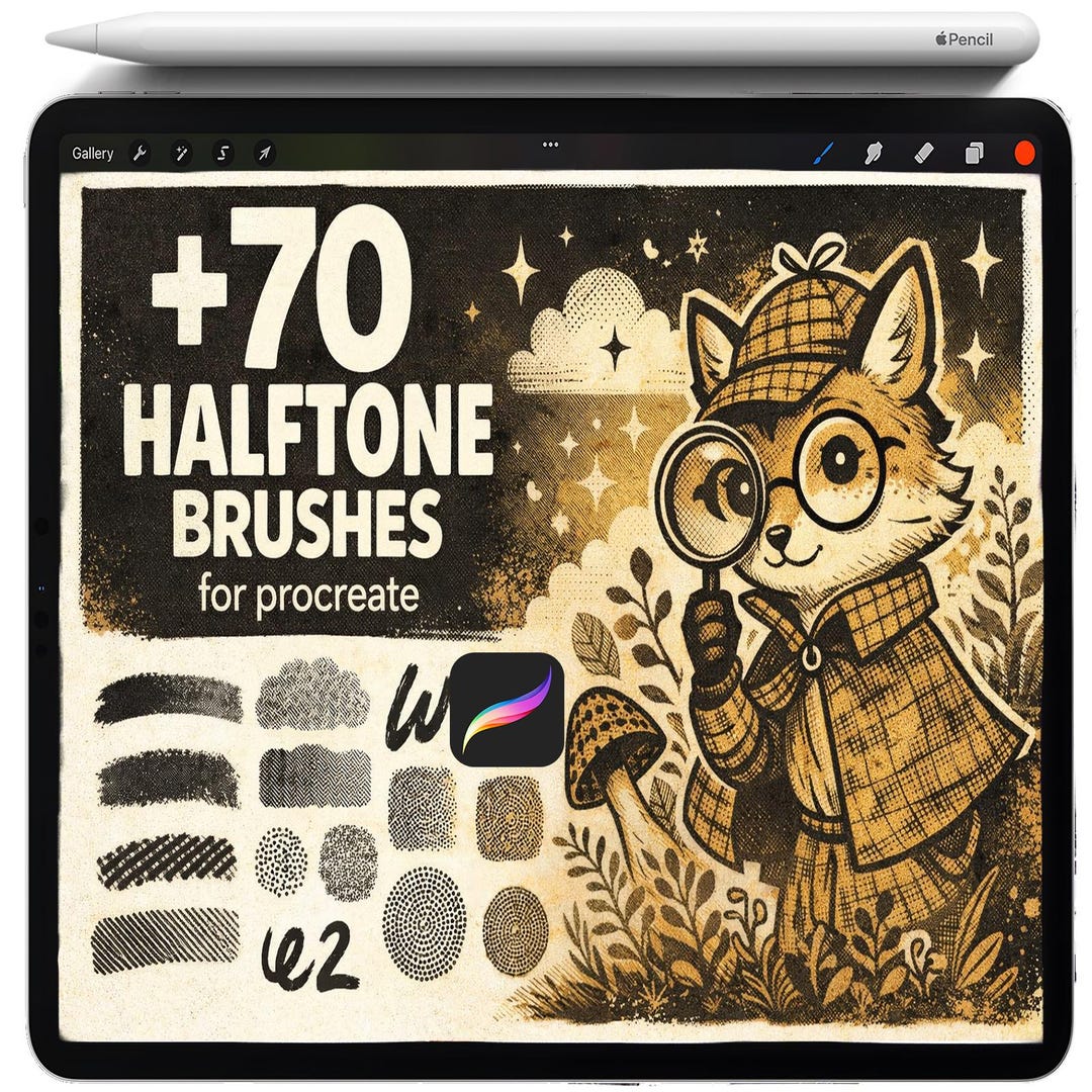 Procreate Comic Crosshatch Brushes, Procreate Screentone Brushes ...