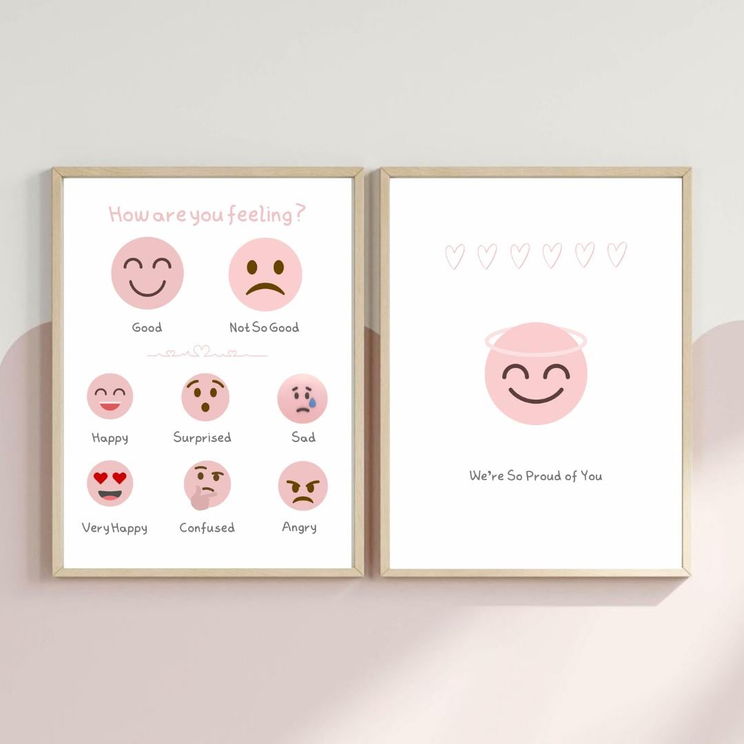 Simple Feelings Chart Poster for Kids Digital Download Print - Pink - Etsy