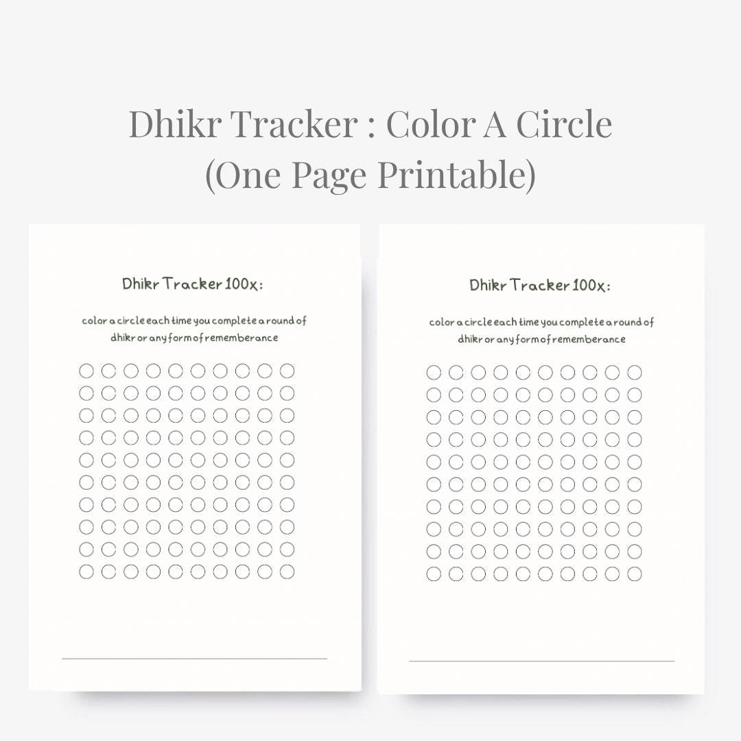 Dhikr Tracker 100x Color A Circle Digital Download Print - Etsy