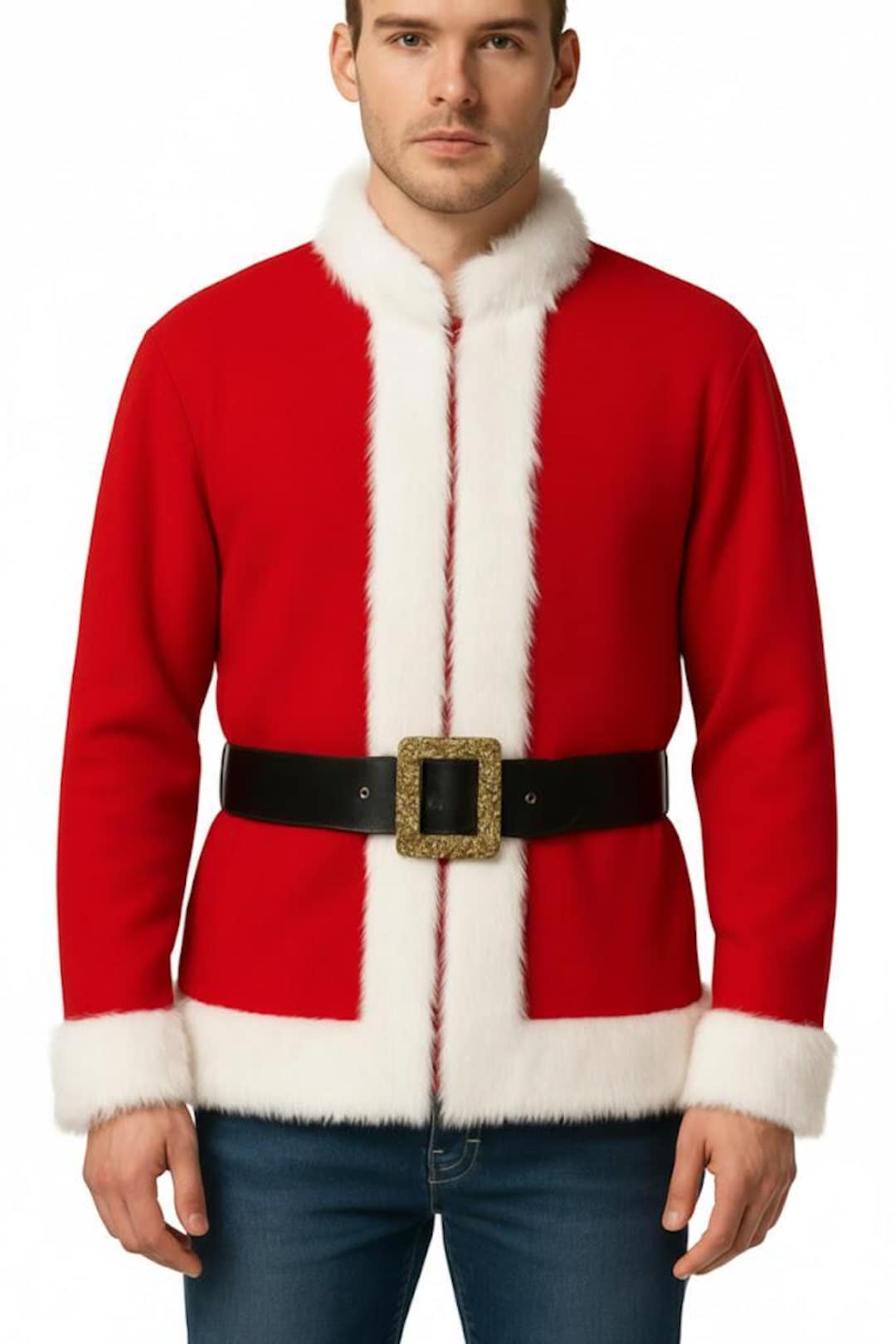 Classic Red Santa Claus Jacket With Faux Fur Trim – Men’s Christmas ...