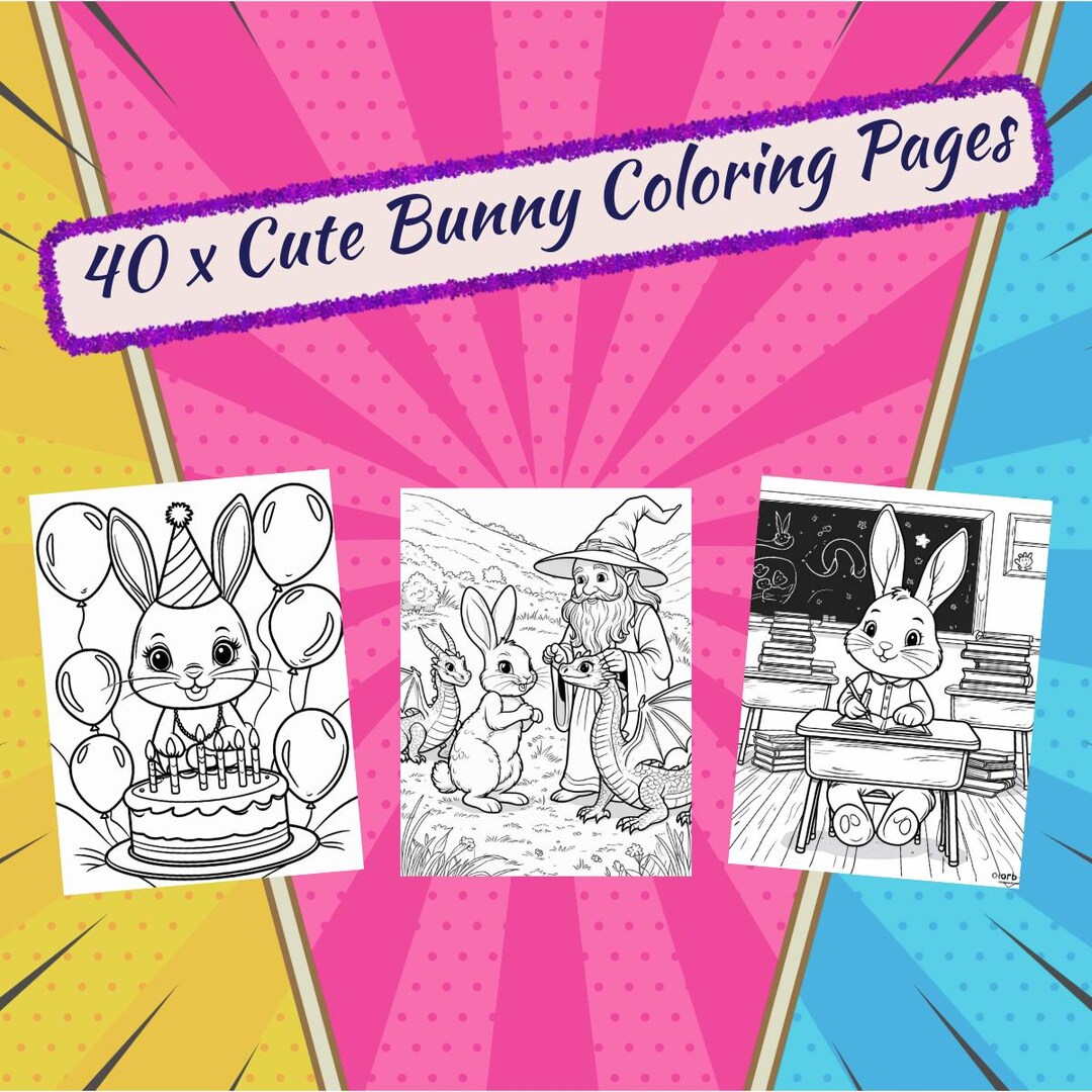 40 X Cute Bunny Coloring Pages - Etsy