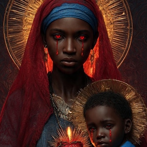 Erzulie Dantò Warrior Goddess | Haitian Vodou Pop Art | Blue & Red ...