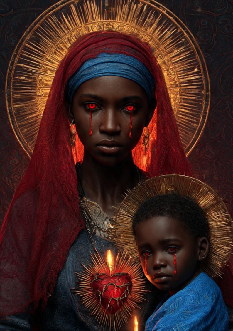 Erzulie Dantò Warrior Goddess | Haitian Vodou Pop Art | Blue & Red ...
