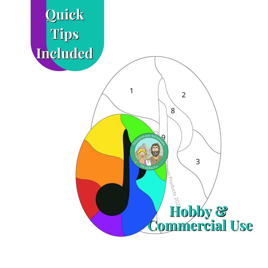 Stained Glass Music Note Small Panel Pattern Commercial Use PDF PNG ...