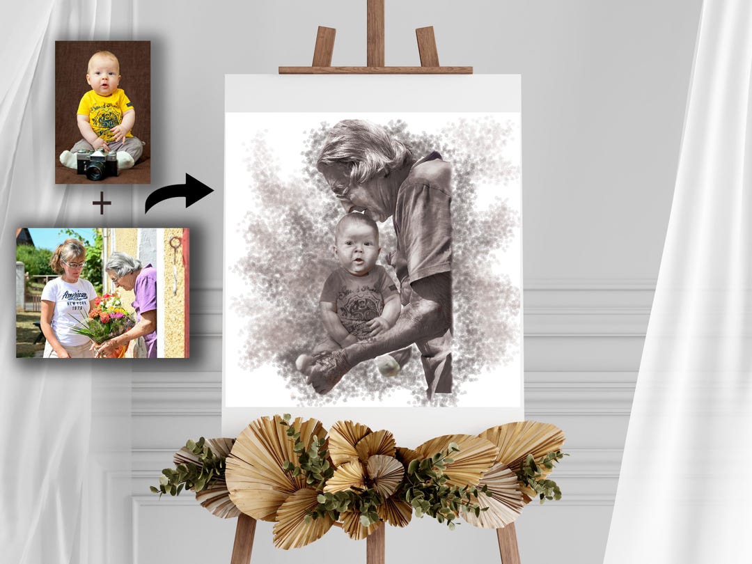 Custom Family Photo Merge Add Loved One Digital Portrait - Etsy