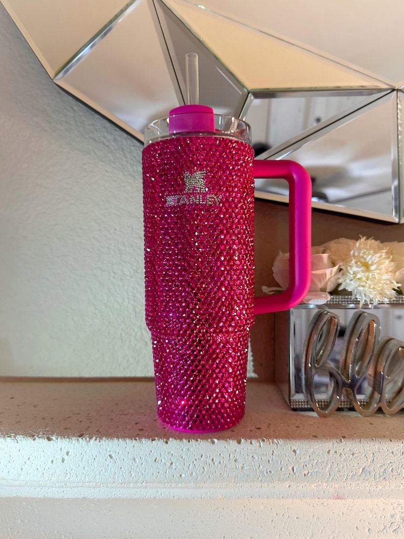 Hot Pink Stanley Quencher 30 Oz Rhinestone Tumbler– Ultra Luxe ...