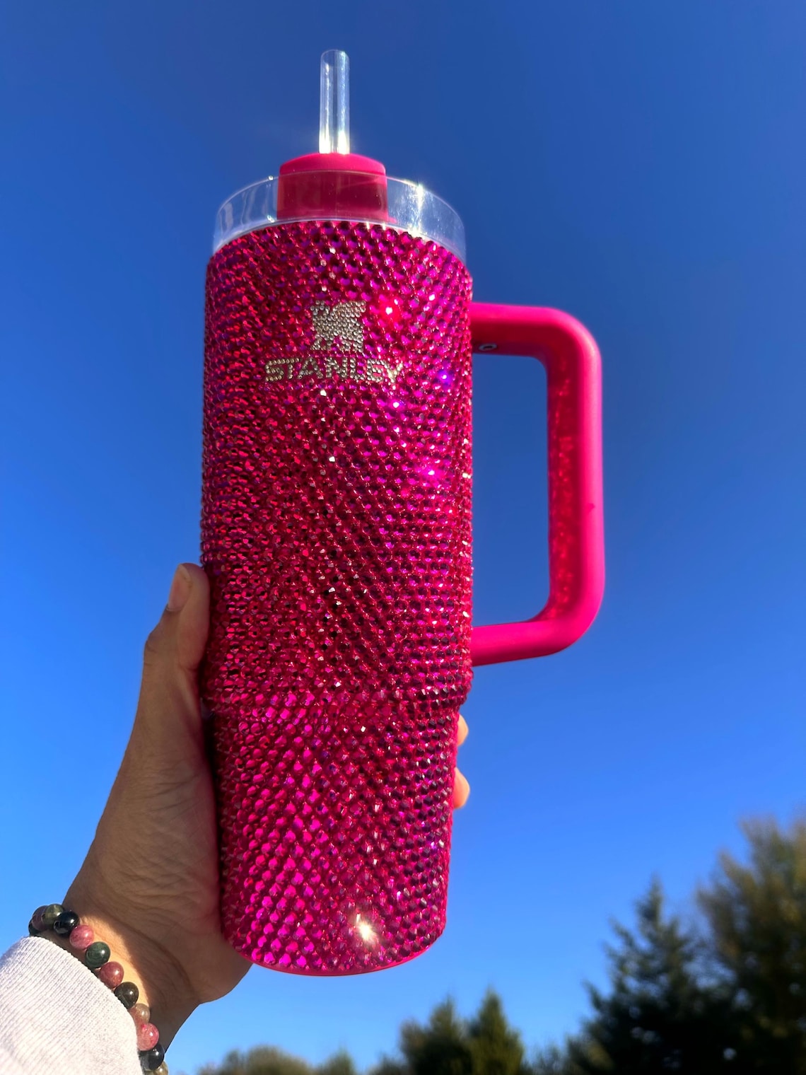 Hot Pink Stanley Quencher 30 Oz Rhinestone Tumbler– Ultra Luxe ...