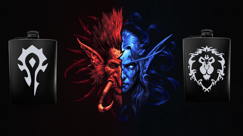 Personalized World of Warcraft Style Flask, Horde, Alliance,many ...