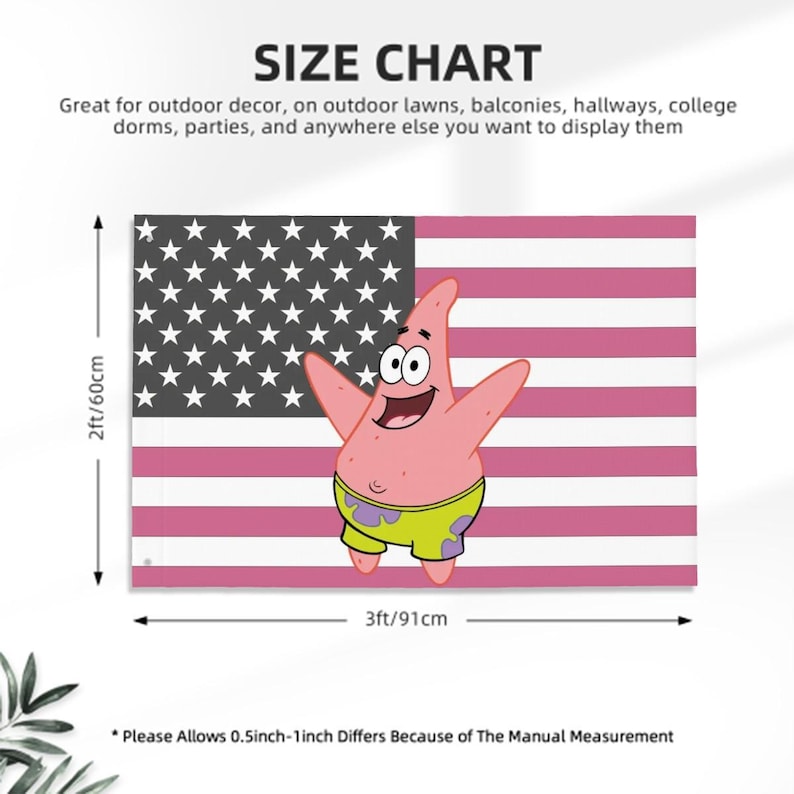 Patrick Star Pink American Flag | Spongebob Cartoon Wall Tapestry ...