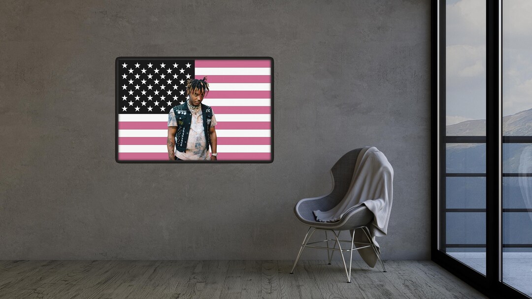 Juice WRLD Pink American Flag Print | Rapper Wall Art | Retro Music ...