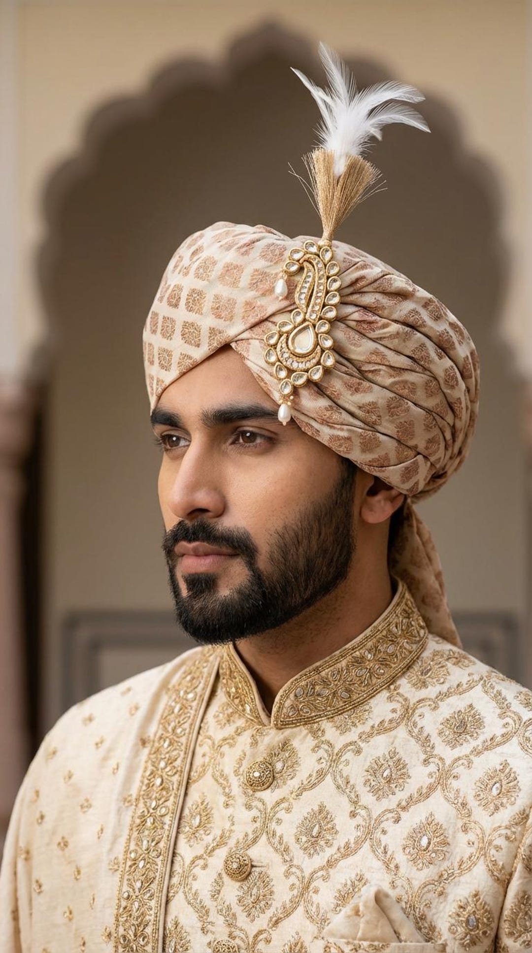4 Design Options! Men's Kundan Gemstone Turban Pin| Wedding Sehra Pagg ...