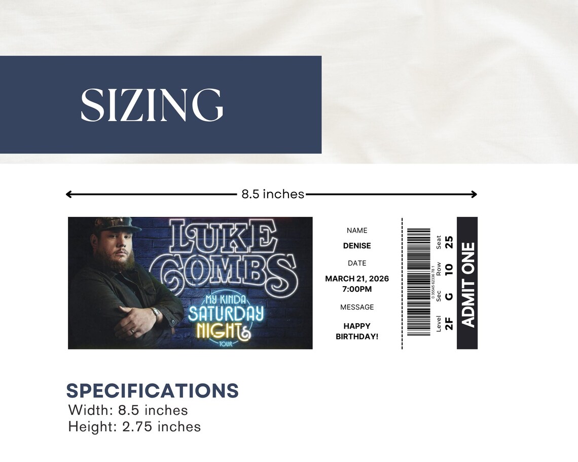 Editable Luke Combs Tour Ticket, Tour Ticket, Luke Combs My Kinda ...