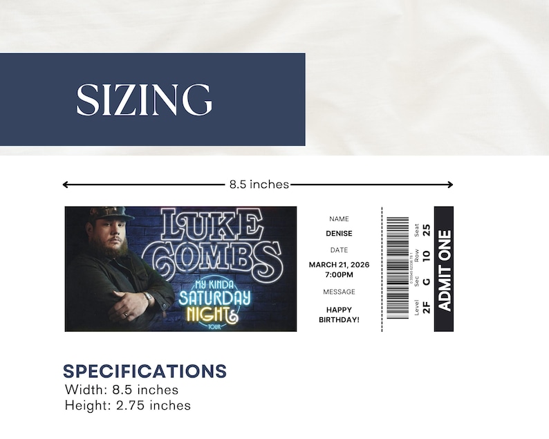 Editable Luke Combs Tour Ticket, Tour Ticket, Luke Combs My Kinda ...