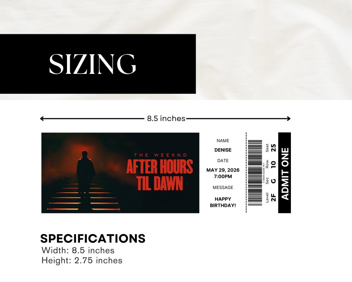 Editable the Weeknd Concert Ticket, After Hours Til Dawn Tour, Canva ...