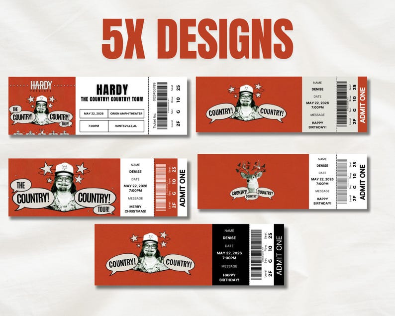 Hardy Editable Concert Ticket, Hardy the Country Country Tour ...