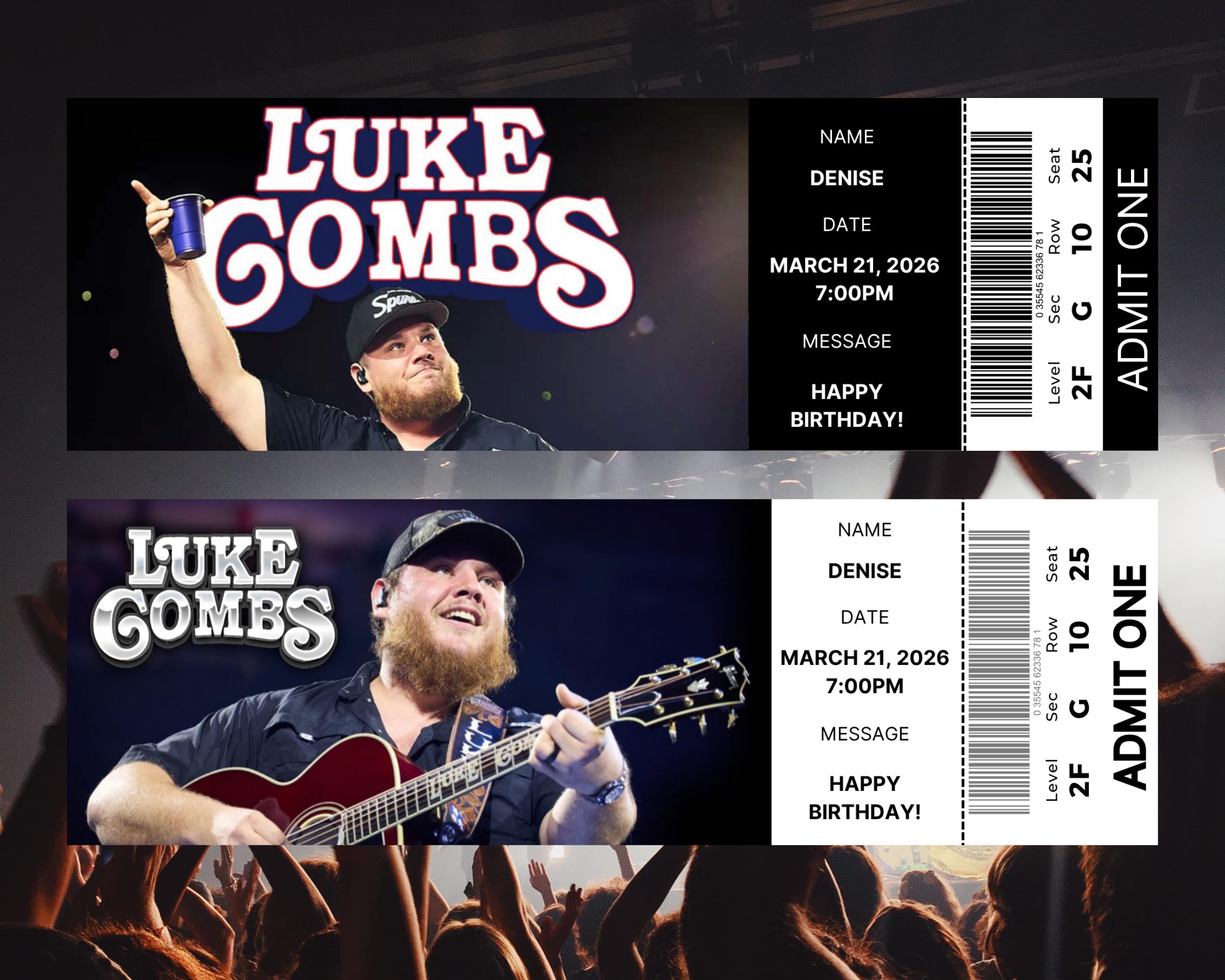 Editable Luke Combs Tour Ticket, Tour Ticket, Luke Combs My Kinda ...